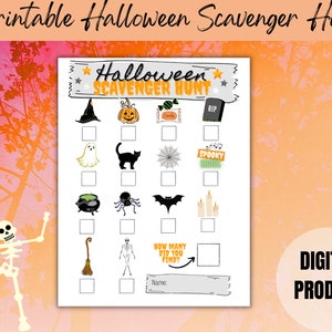 Printable Halloween Scavenger Hunt Halloween Party Game Fall - Etsy