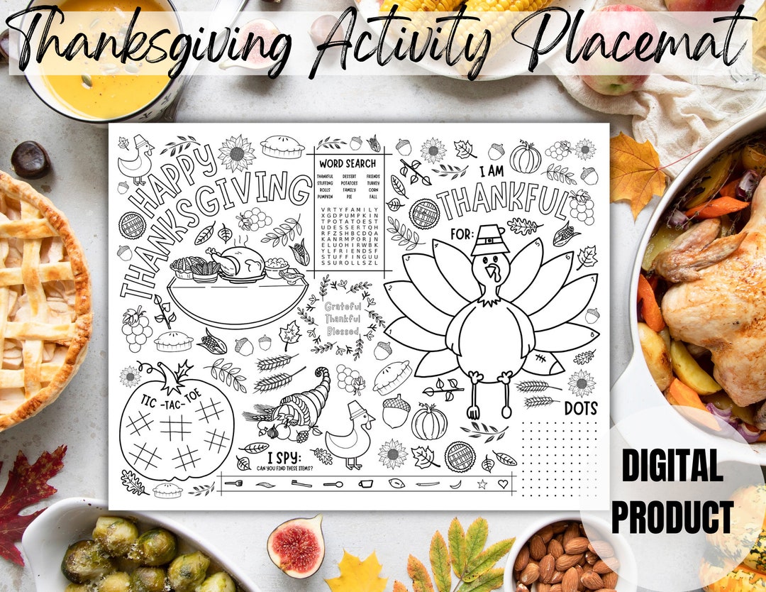 Printable Thanksgiving Activity Placemat Thanksgiving - Etsy