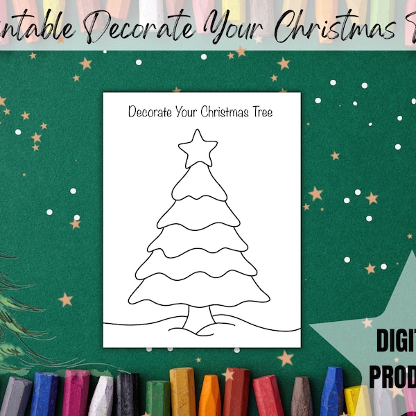 Christmas Tree Coloring Printable - Etsy