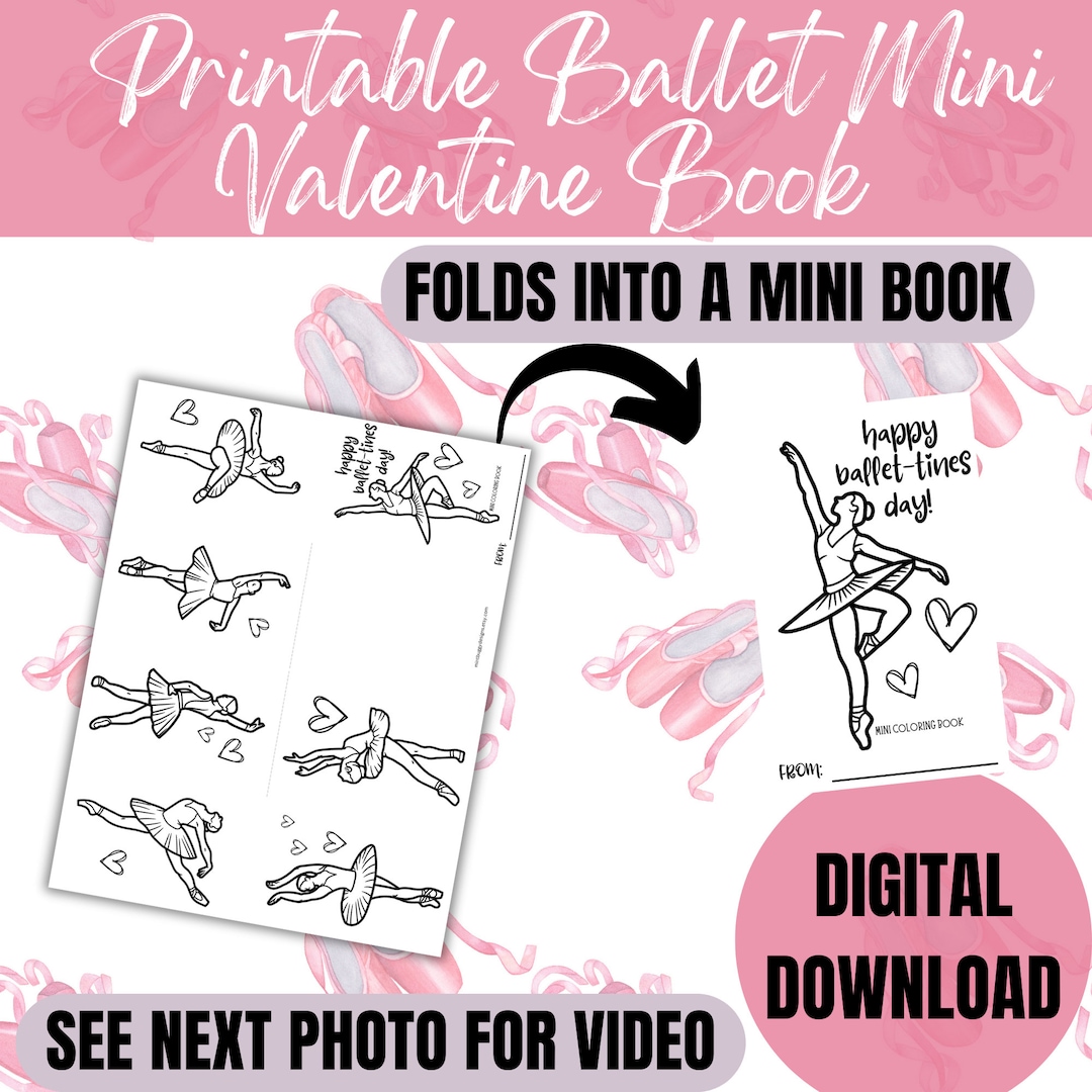 Printable Ballet Valentine Mini Book, Ballet Valentine, Printable ...