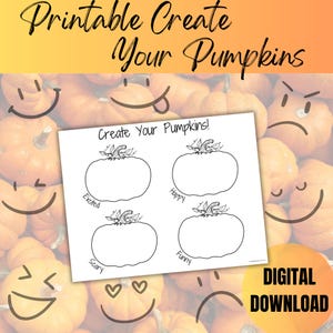 Printable Create Your Pumpkins, Emotions Worksheet, Fall Themed ...