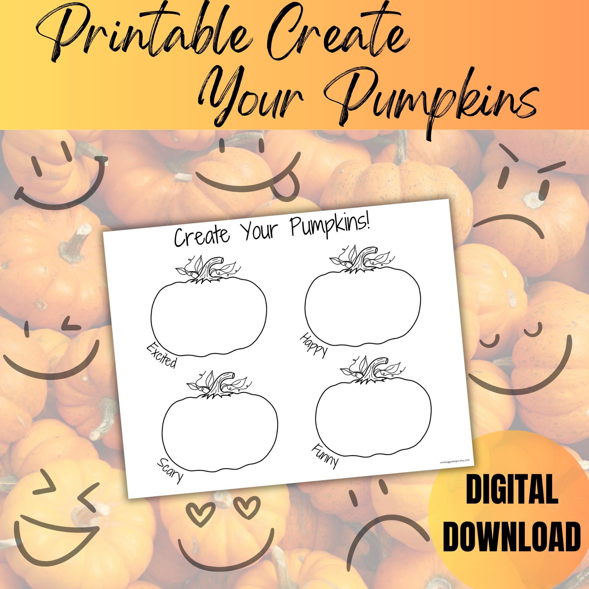 Printable Create Your Pumpkins, Emotions Worksheet, Fall Themed ...