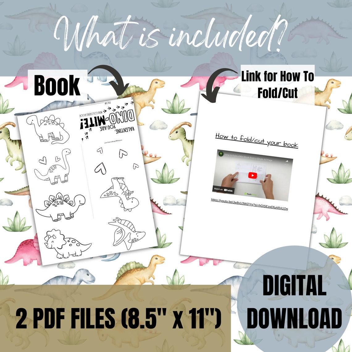 Printable Dino Valentine Mini Book, Dinosaur Valentine, Printable Dino ...