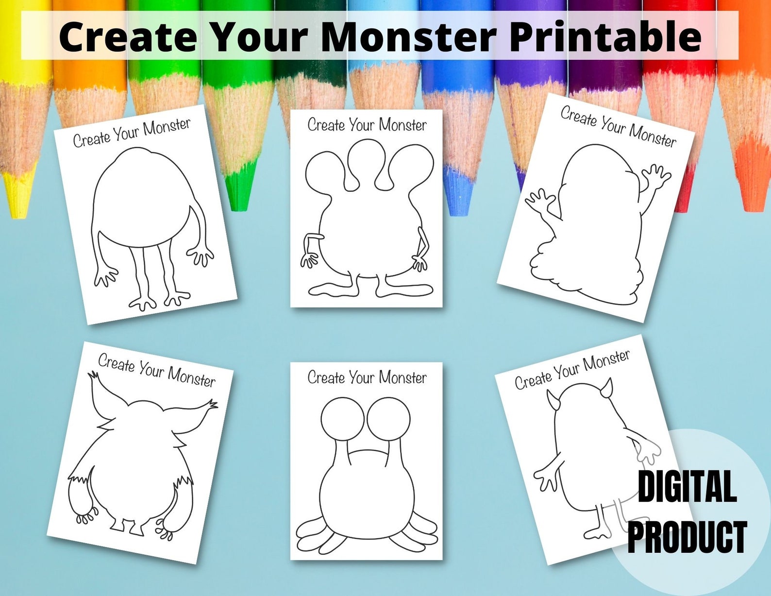 Printable Create Your Monster Template Monster Party Coloring - Etsy