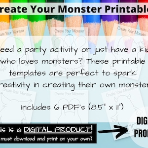 Printable Create Your Monster Template, Monster Party Coloring Sheets ...