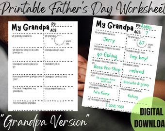 Printable Father's Day Worksheet, About My Baba, Gift for Baba, Father ...