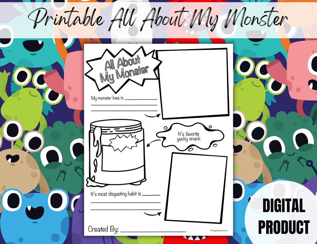 Printable All About My Monster Monster Activity Sheet - Etsy