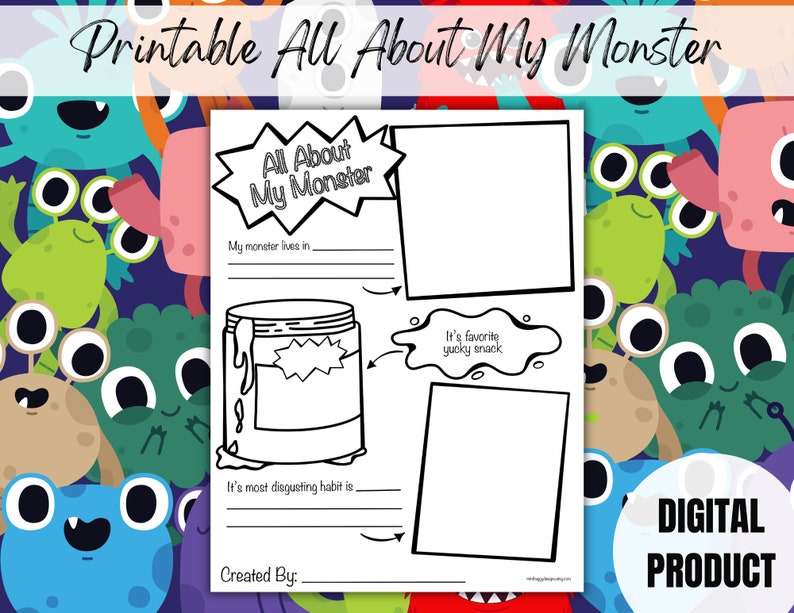 Printable All About My Monster Monster Activity Sheet - Etsy