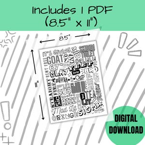 Teen Slang Coloring Page, Gen Z Slang Birthday Printable, Middle School ...