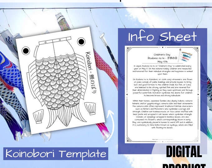 Printable Koinobori Template, Children's Day Printable, Children's Day ...