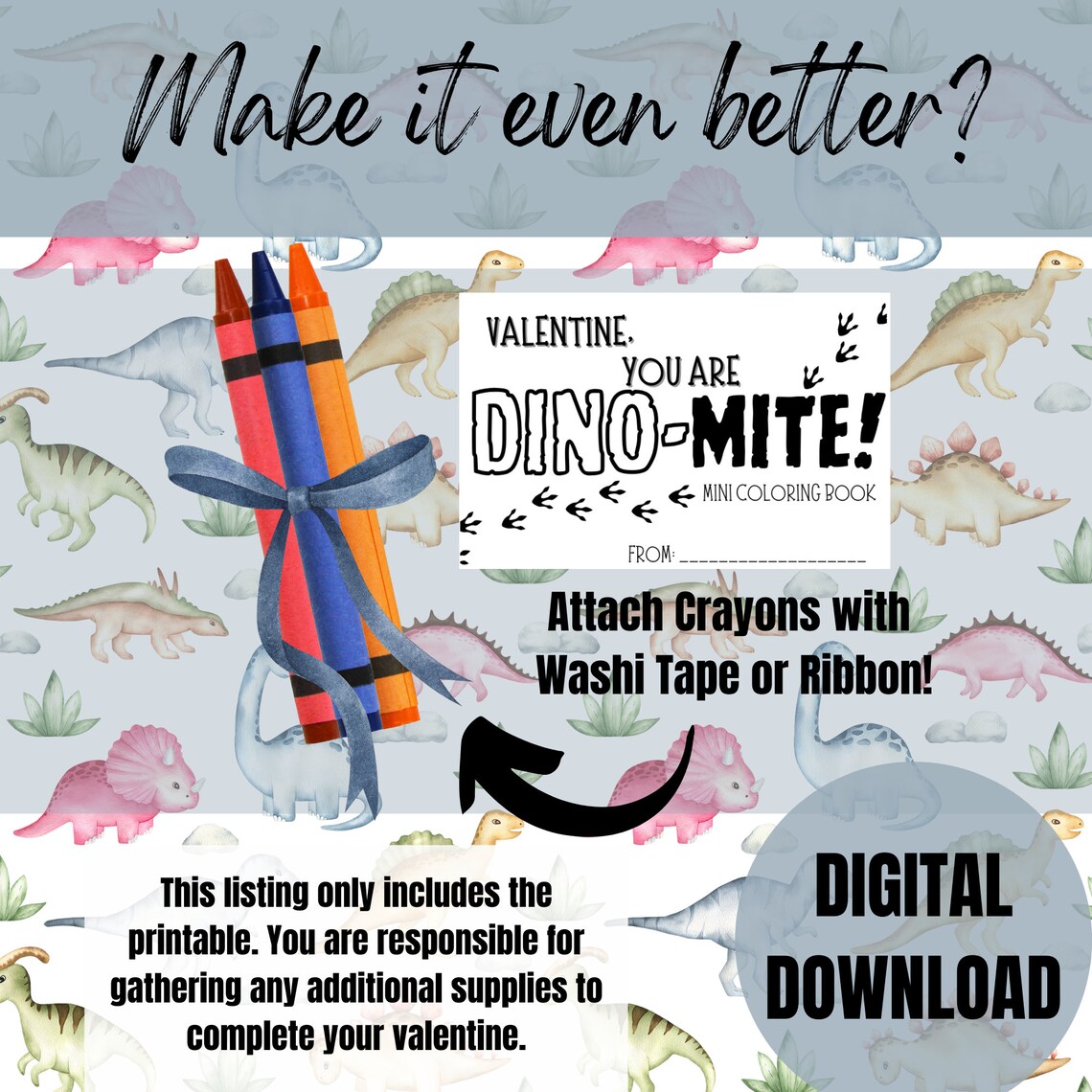 Printable Dino Valentine Mini Book, Dinosaur Valentine, Printable Dino ...