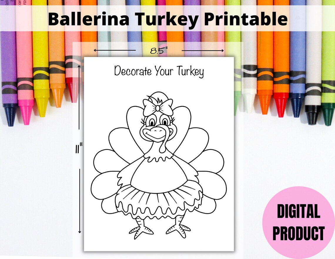 Ballerina Turkey Printable Thanksgiving Coloring Sheet - Etsy