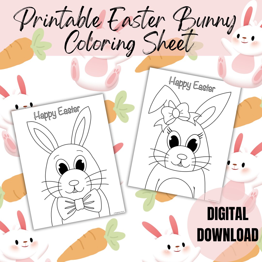 Printable Easter Bunny Coloring Sheet, Easter Activity, Printable ...