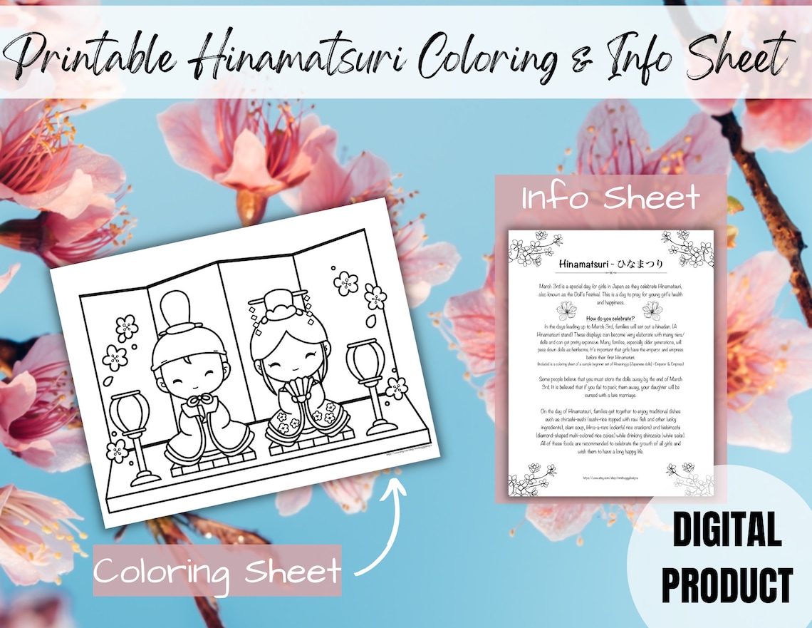 Printable Hinamatsuri Coloring & Info Sheet Hinamatsuri Day - Etsy