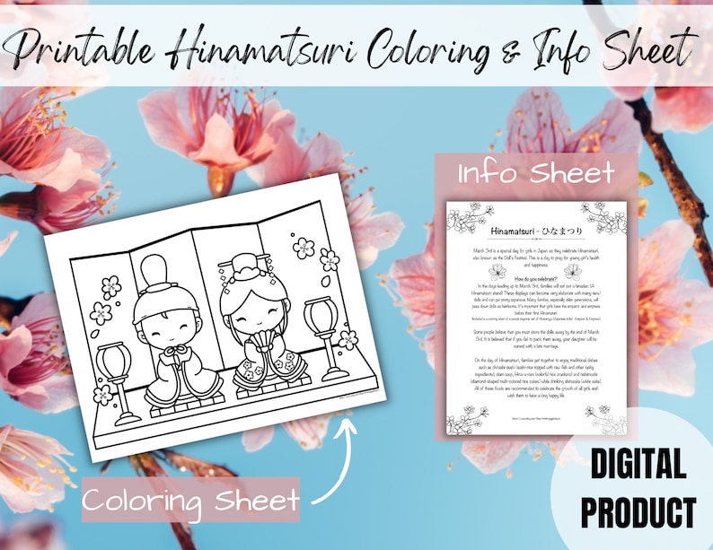 Printable Hinamatsuri Coloring & Info Sheet Hinamatsuri Day - Etsy