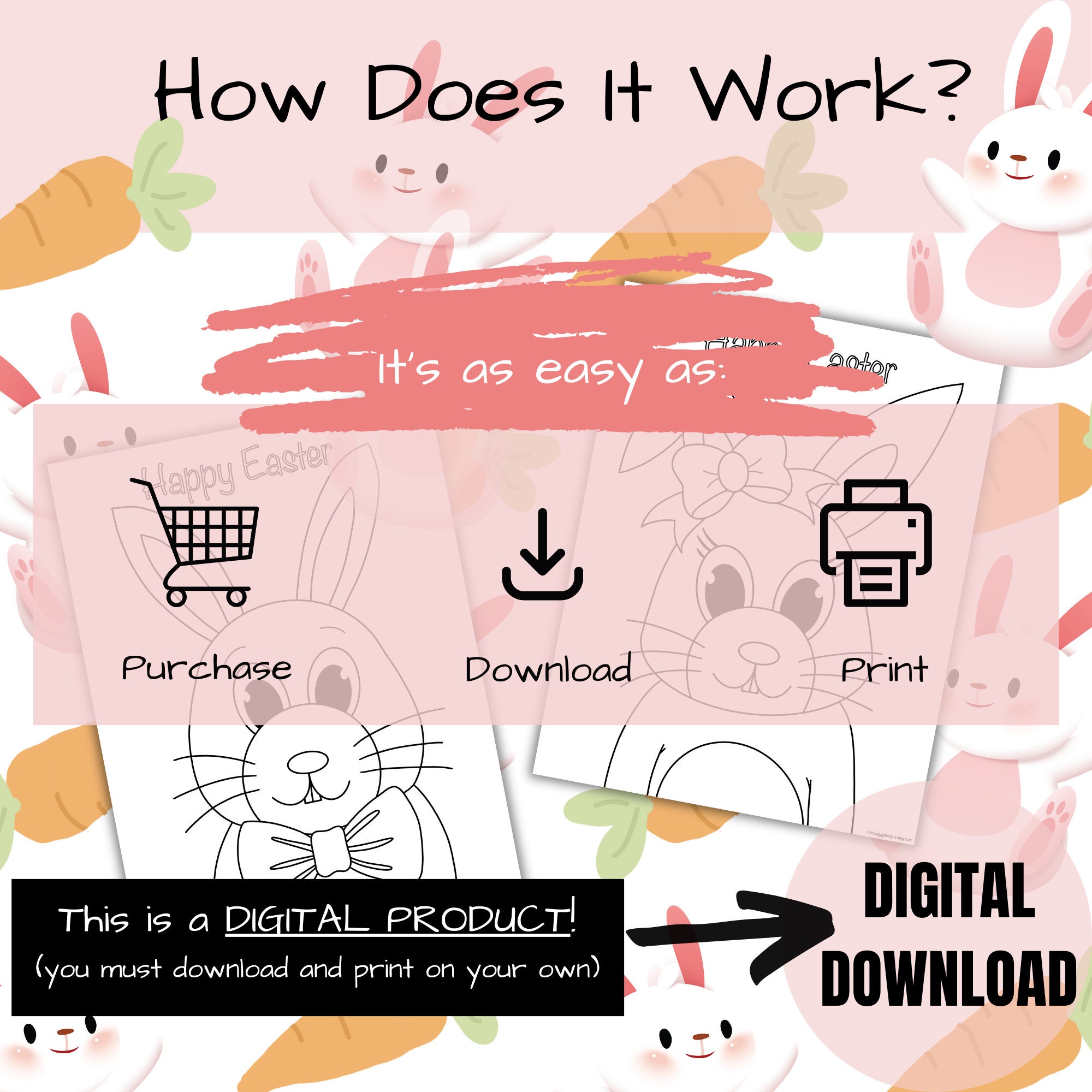 Printable Easter Bunny Coloring Sheet, Easter Activity, Printable ...