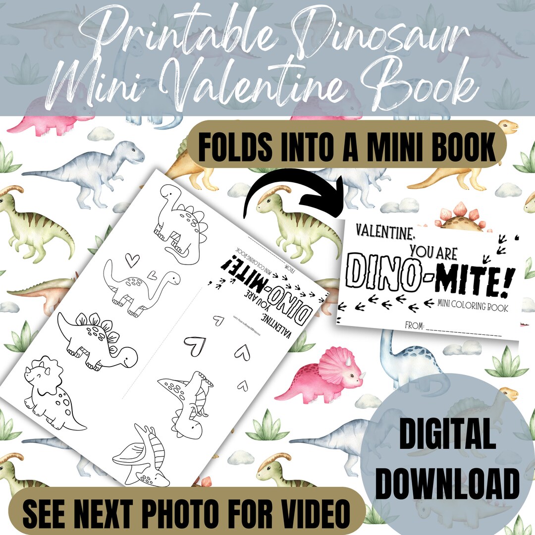 Printable Dino Valentine Mini Book, Dinosaur Valentine, Printable Dino ...