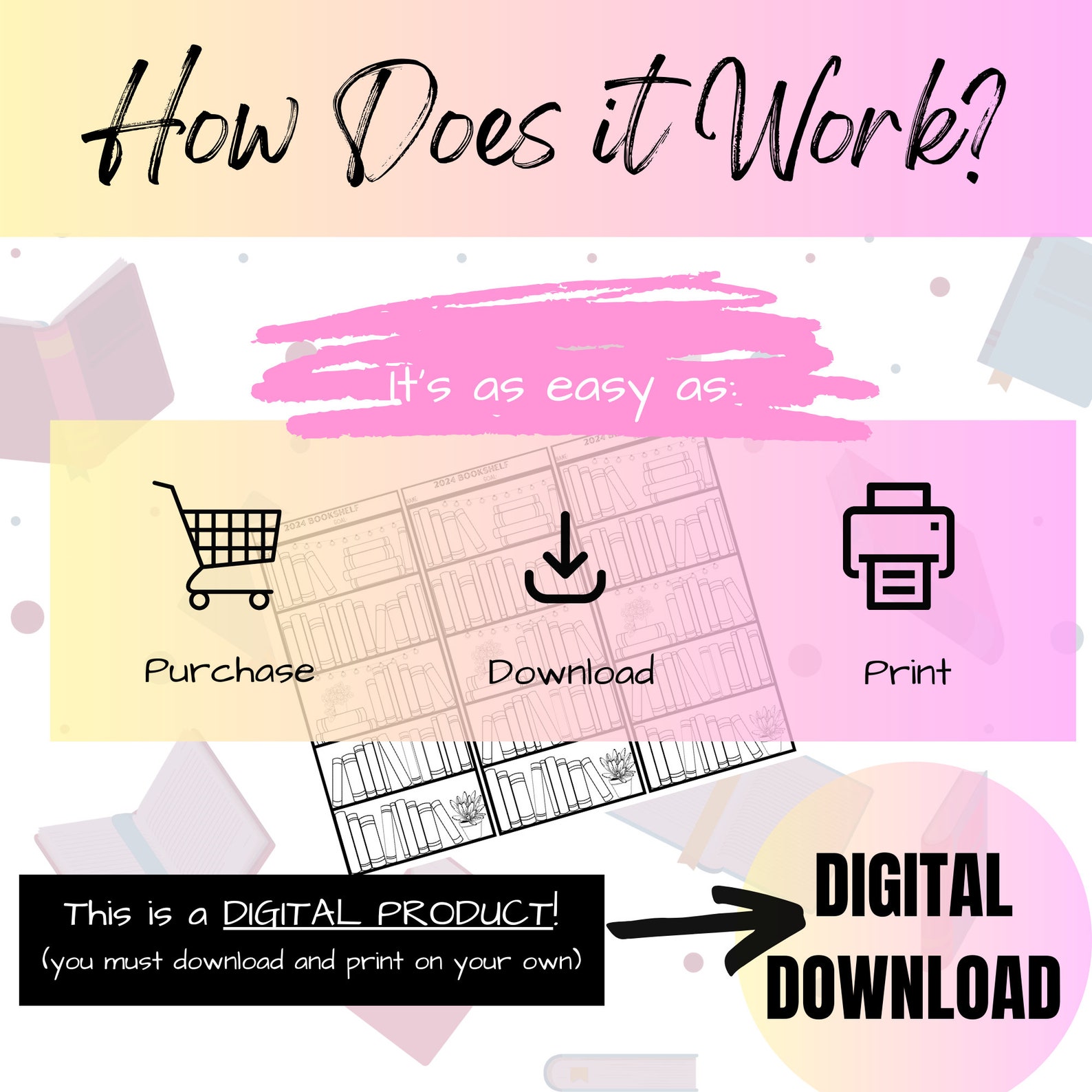 Printable 2024 Book Shelf Bookmark, 2024 Reading Log, Digital Download ...