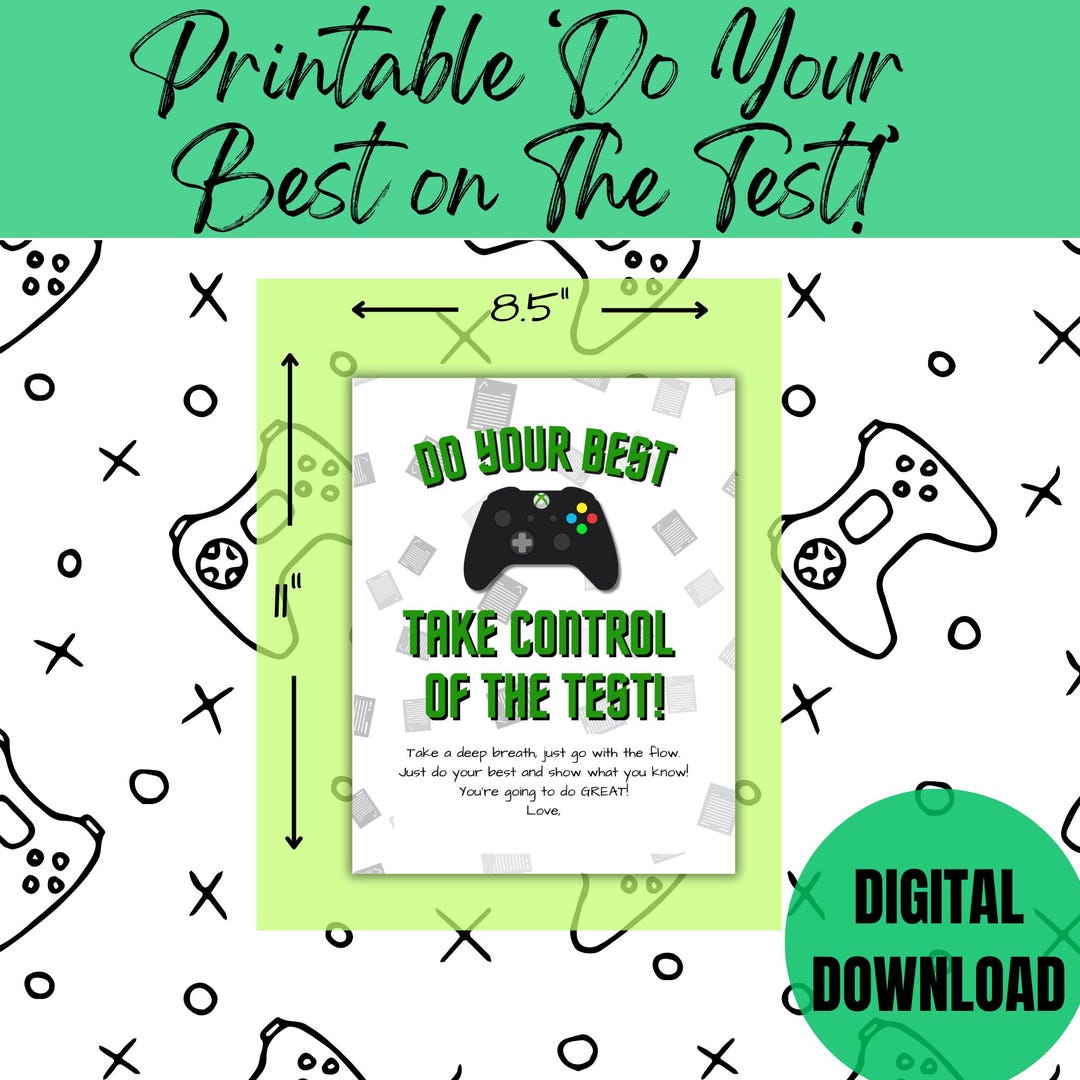 Printable Do Your Best on the Test, Test Encouragement Printable ...