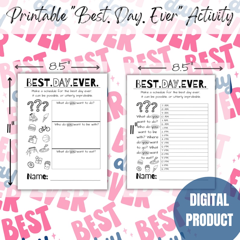 Printable "best Day Ever" Activity Sheet, Best Day Ever Worksheet ...