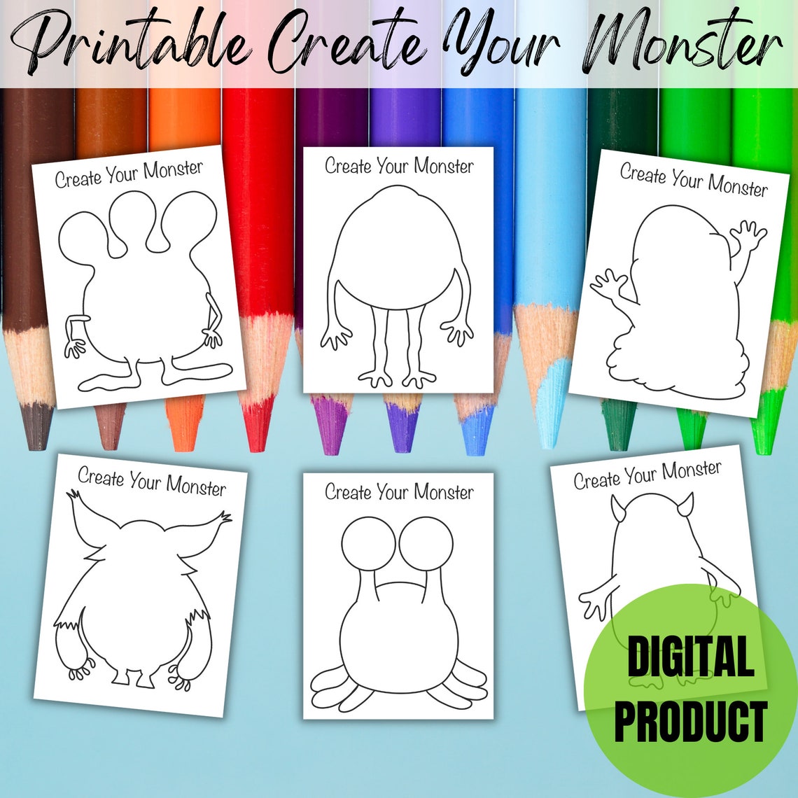 Printable Create Your Monster Template, Monster Party Coloring Sheets ...