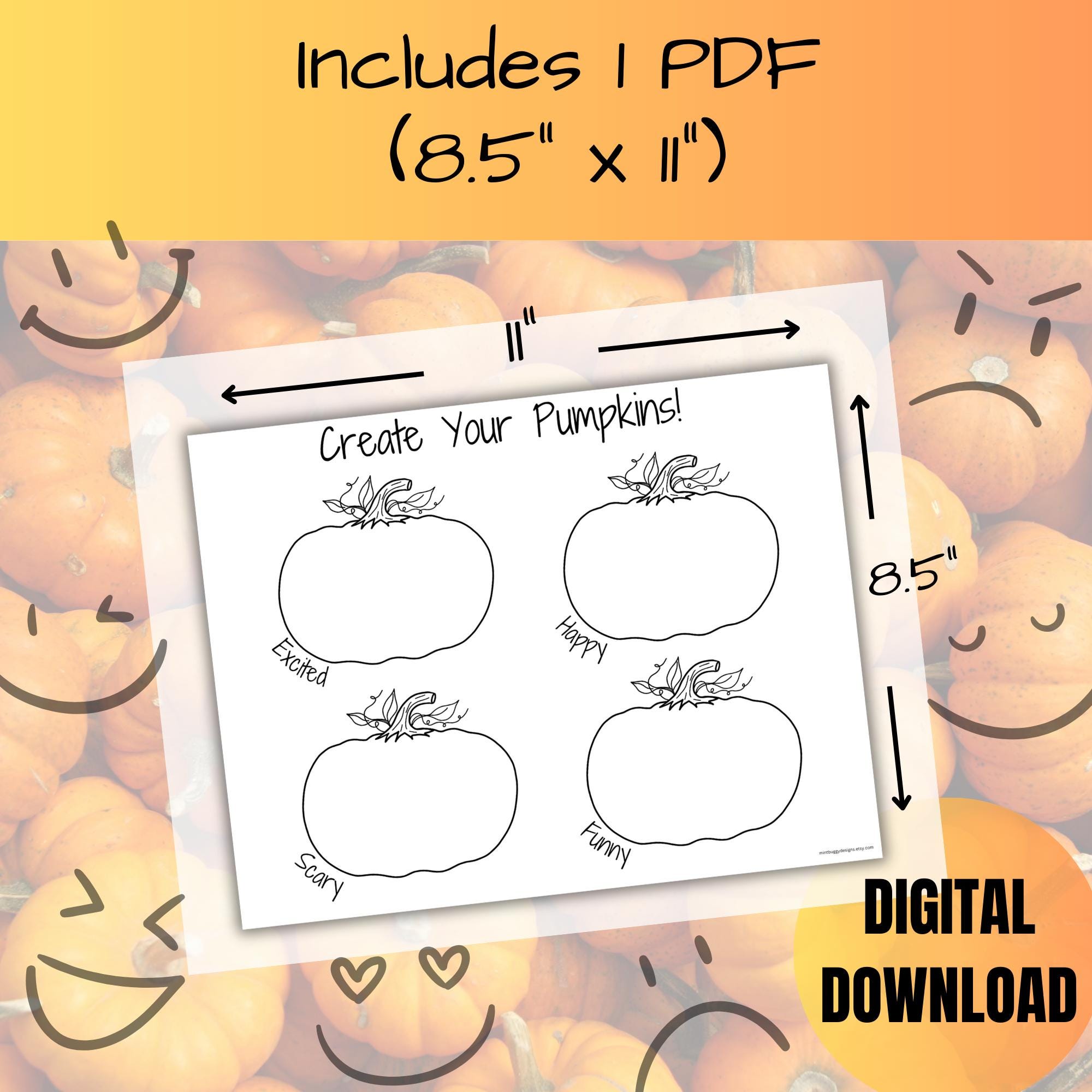 Printable Create Your Pumpkins, Emotions Worksheet, Fall Themed ...
