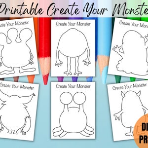 Printable Create Your Monster Template Monster Party Coloring - Etsy