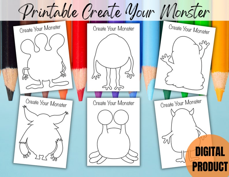 Printable Create Your Monster Template Monster Party Coloring - Etsy