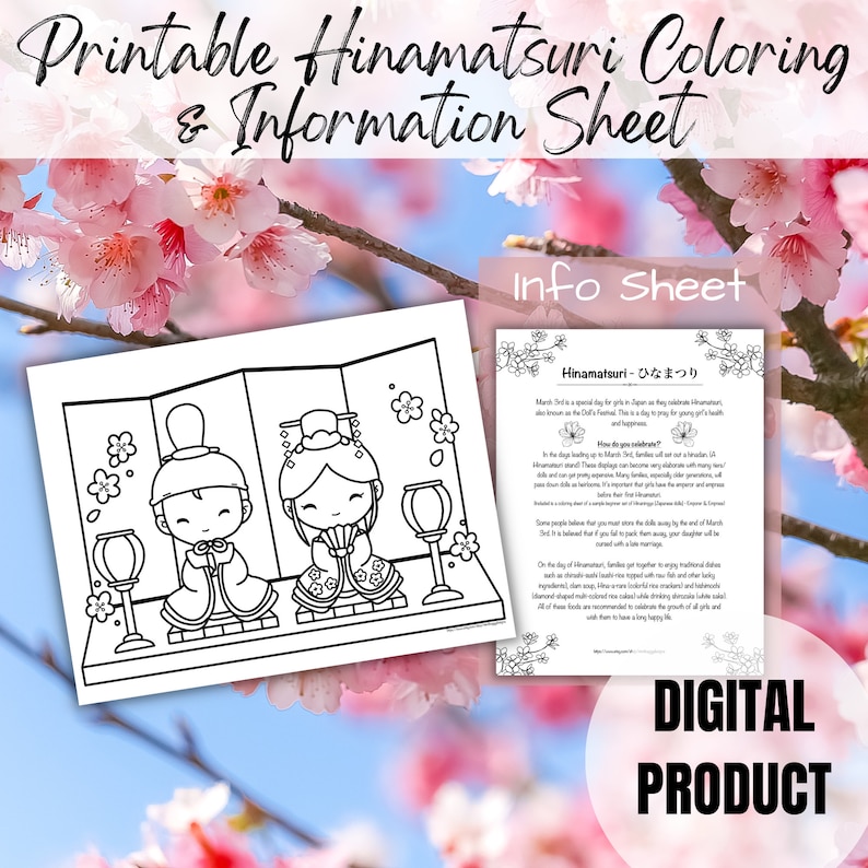 Printable Hinamatsuri Coloring & Info Sheet, Hinamatsuri Day, Girls Day ...