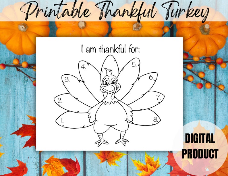 Printable Thankful Turkey Thanksgiving Activity for Kids - Etsy