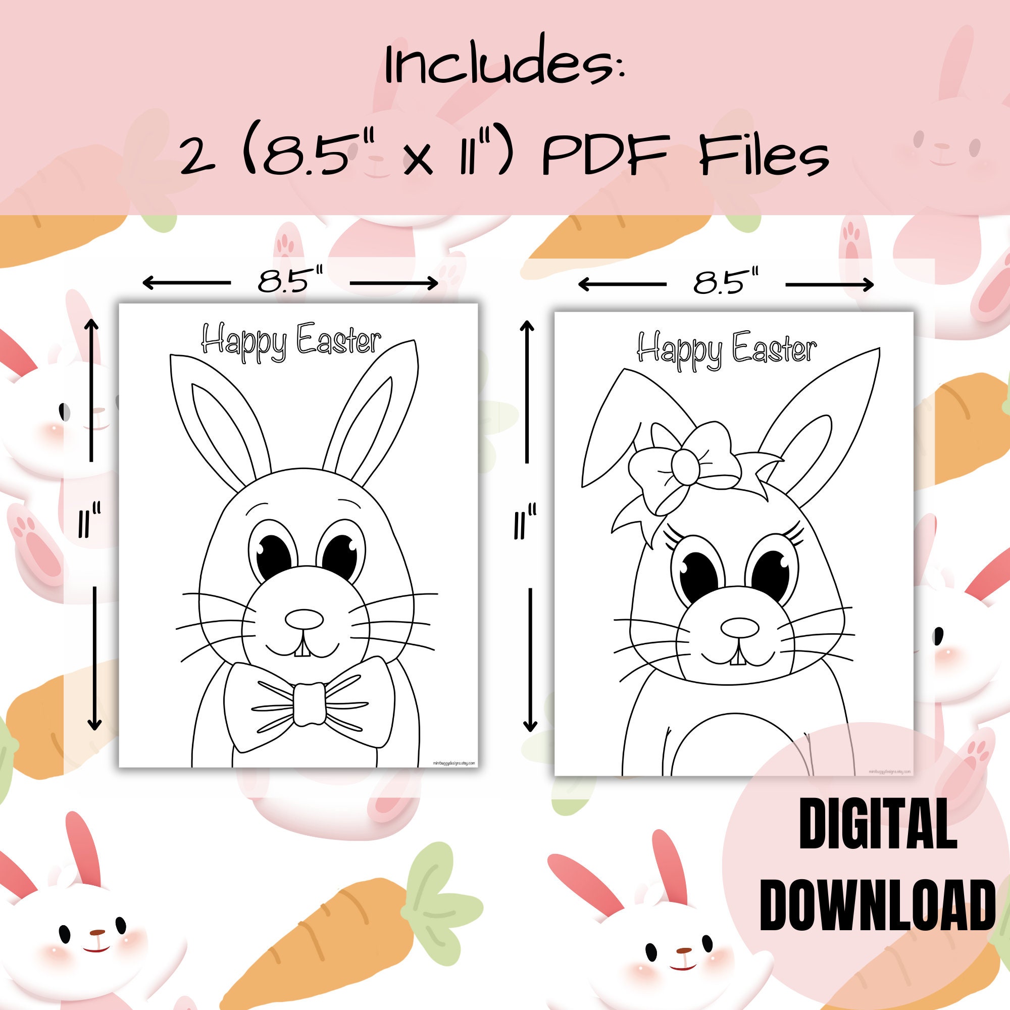 Printable Easter Bunny Coloring Sheet, Easter Activity, Printable ...