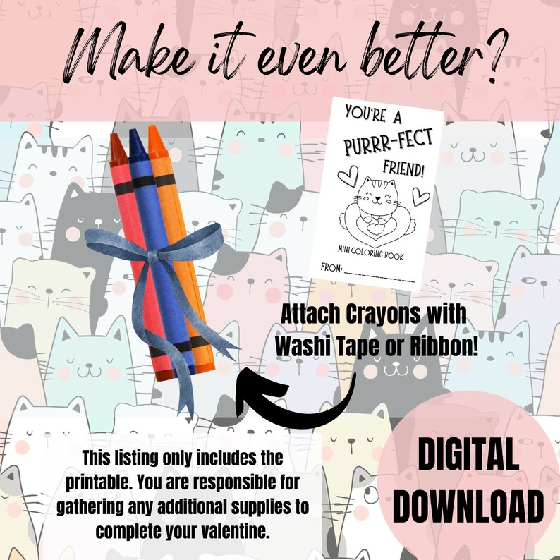 Printable Cat Themed Valentine Mini Book, Cat Valentine, Printable Cat ...