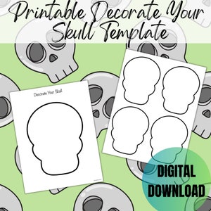 Printable Skull Decorating Template, Halloween Activity (digital ...