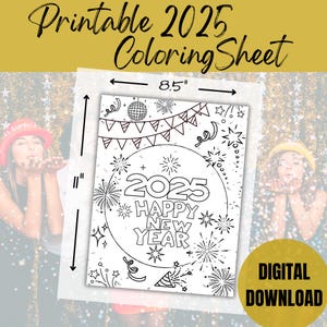 Printable 2025 Coloring Sheet, New Years Coloring Sheet, Kids New Year ...