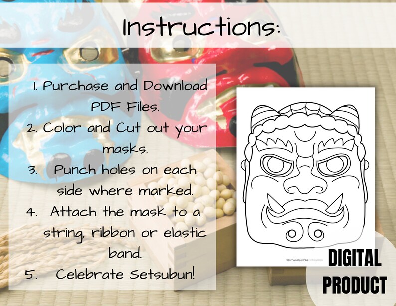 Printable Setsubun Oni Masks, Japanese Holiday, Celebrate Setsubun ...