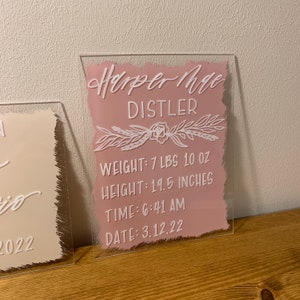 Acrylic Baby Sign | Baby Birth Sign | Birth Announcement Sign | Acrylic ...