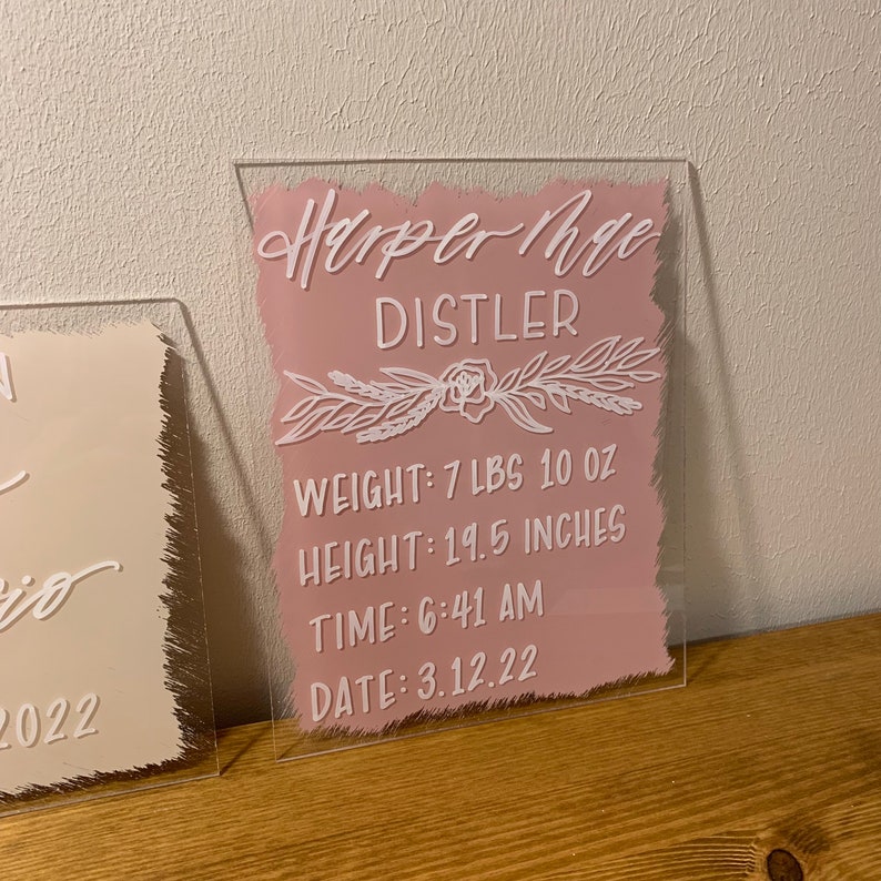 Acrylic Baby Sign | Baby Birth Sign | Birth Announcement Sign | Acrylic ...