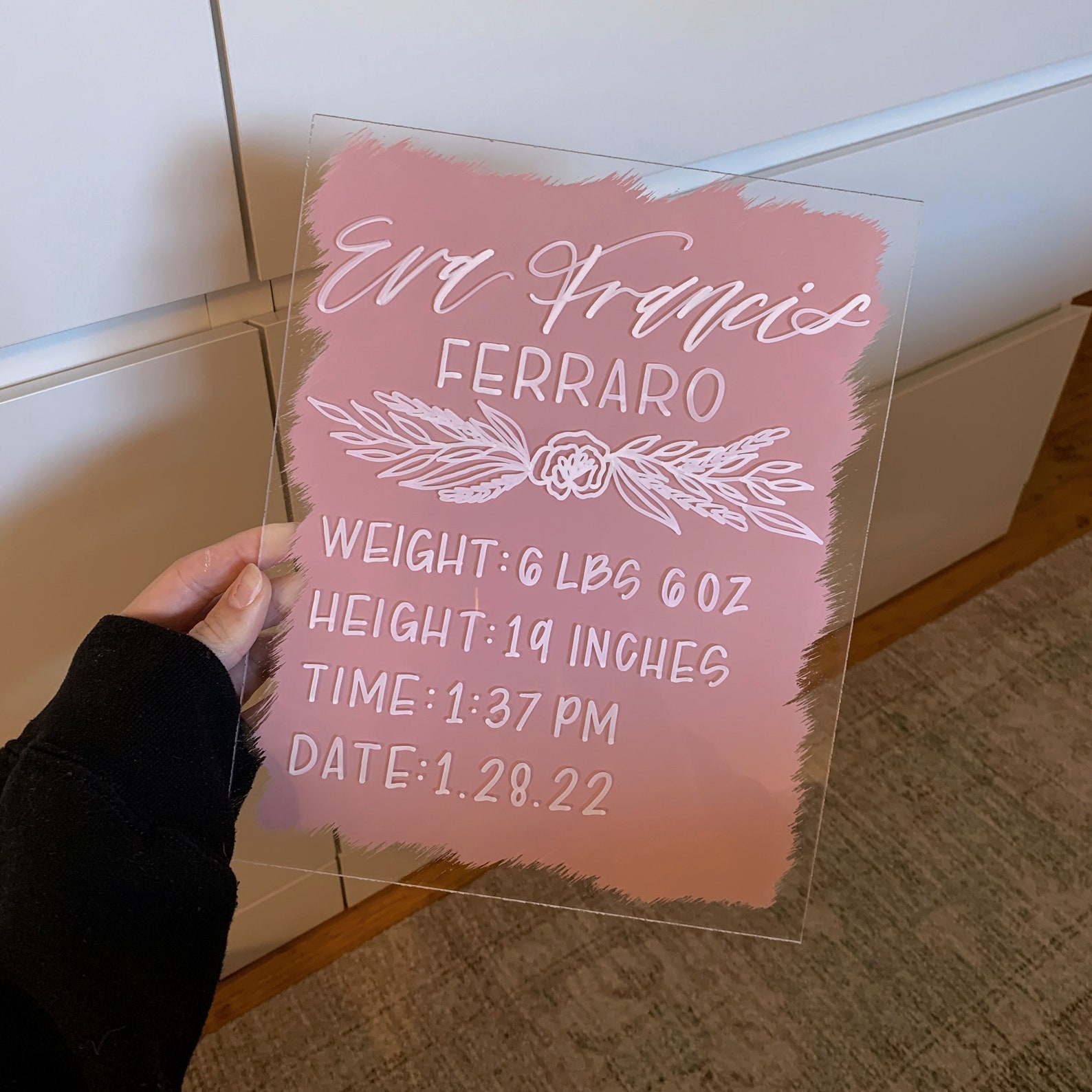 Acrylic Baby Sign | Baby Birth Sign | Birth Announcement Sign | Acrylic ...