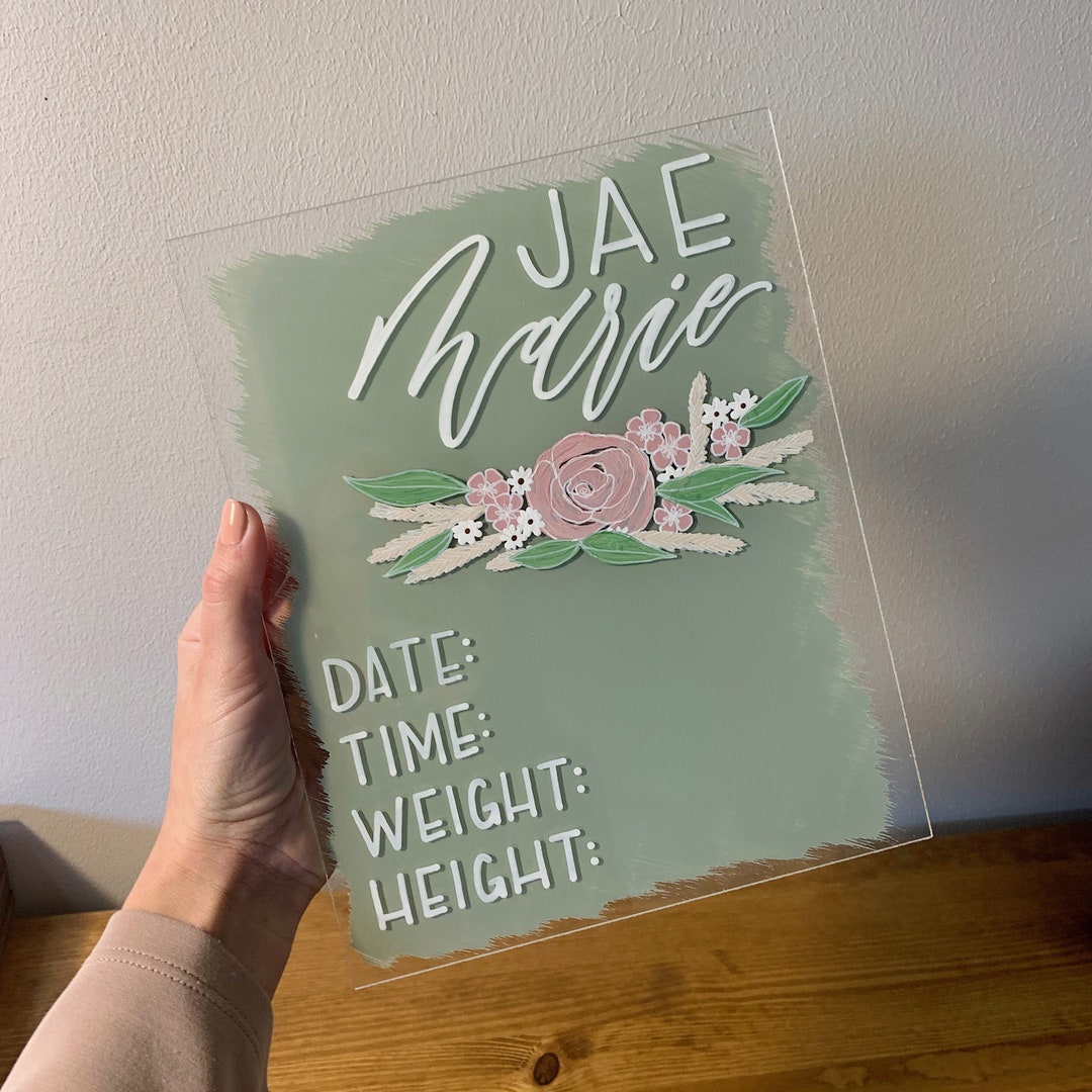 Acrylic Baby Sign | Baby Birth Sign | Birth Announcement Sign | Acrylic ...