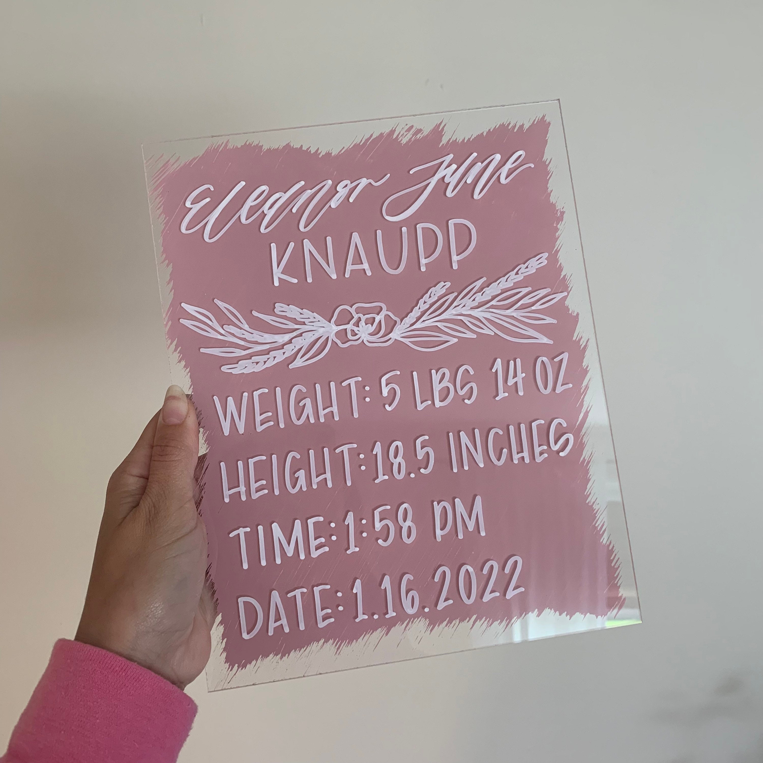 Acrylic Baby Sign | Baby Birth Sign | Birth Announcement Sign | Acrylic ...