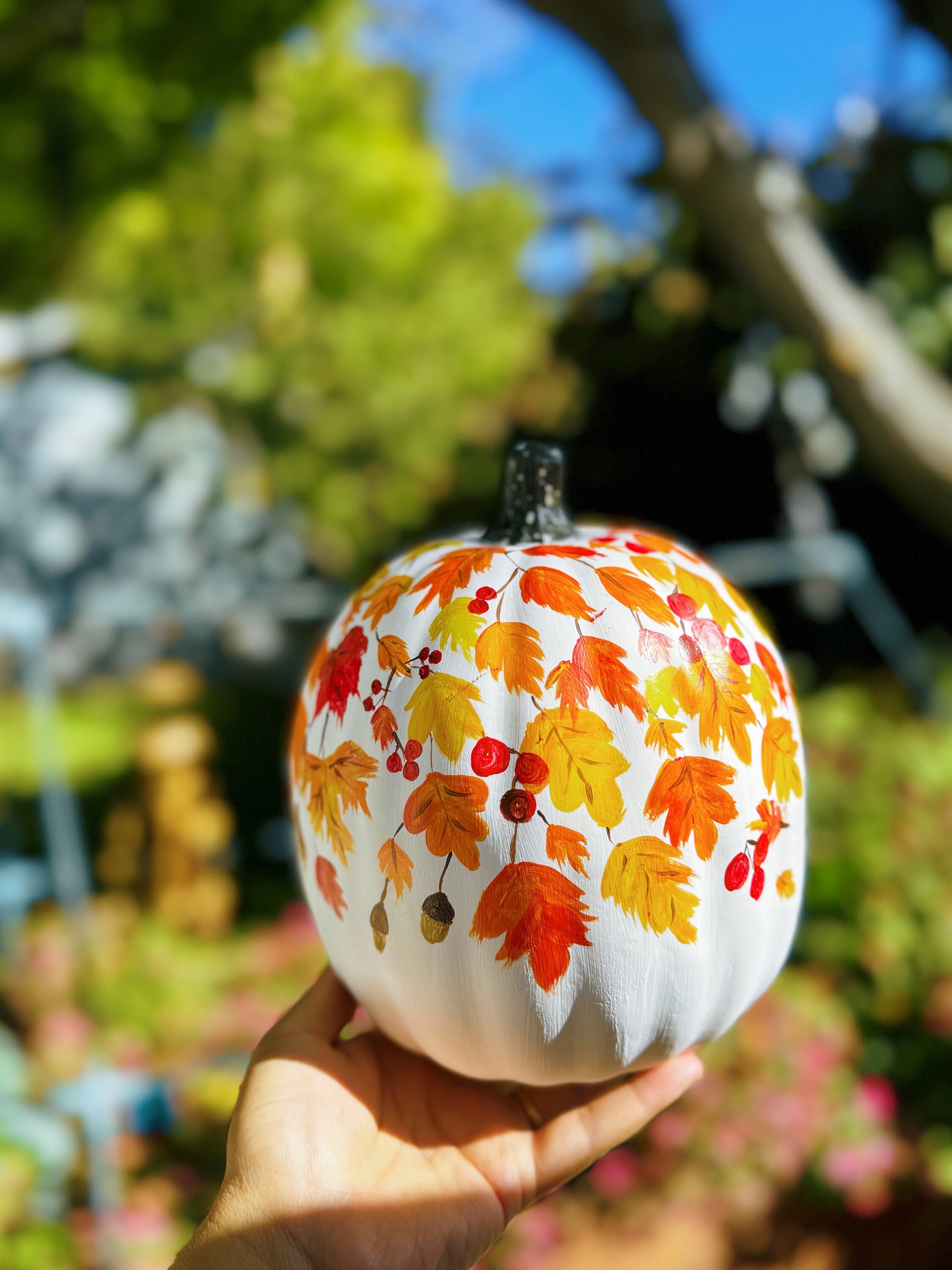 Hand Painted Pumpkin | Fall Foliage | Fall Decor | Halloween Decor - Etsy