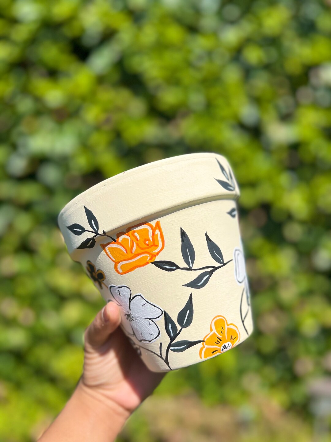 Inky Petals Hand Painted Pot Indoor and Outdoor Planter Pot - Etsy