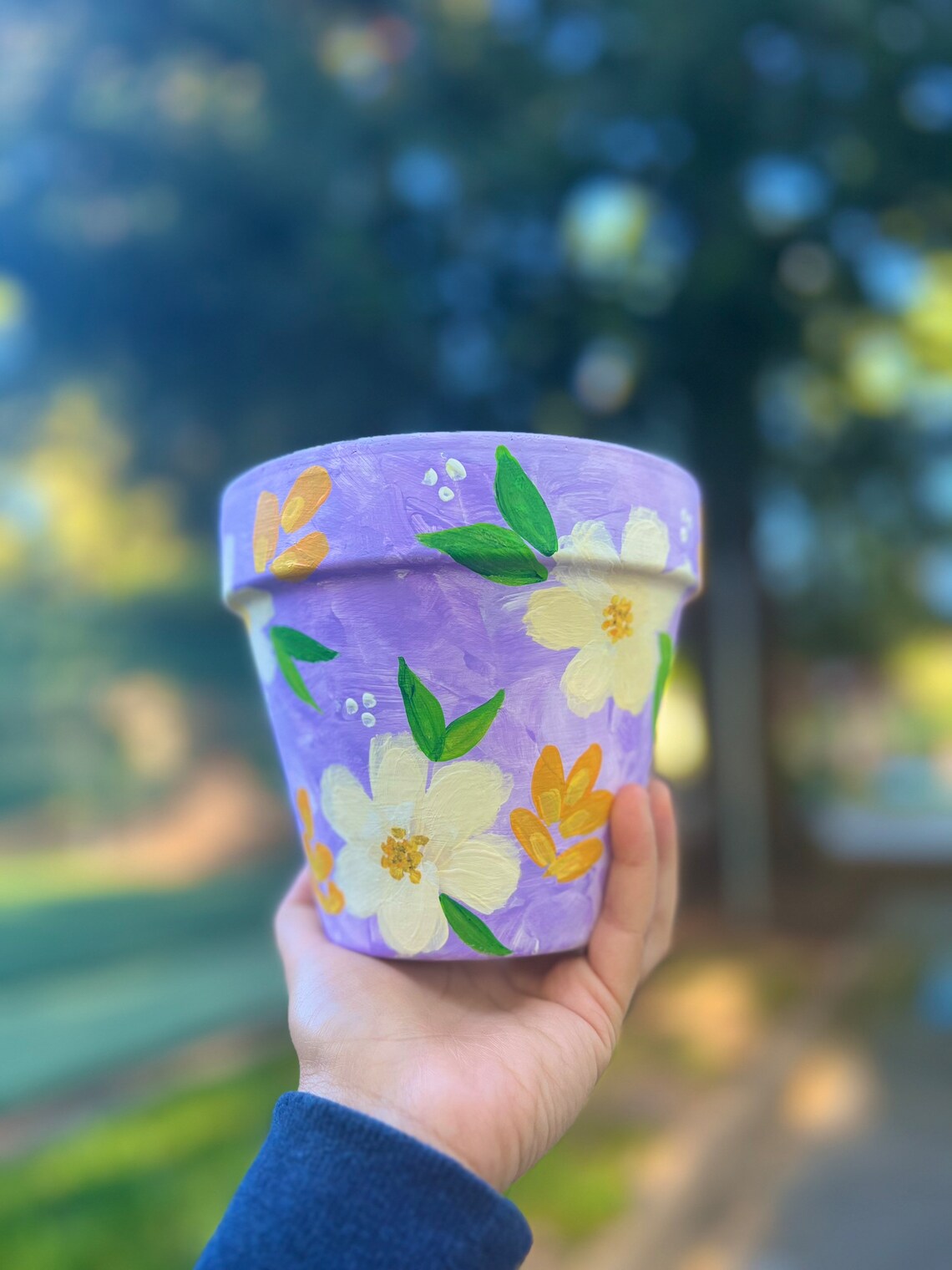 Floral Fusion: A Colorful Planter With Floral Motifs | Hand Painted ...