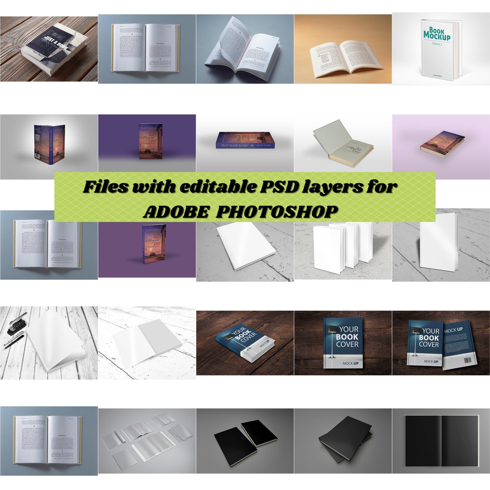 BIG Digital Download 650 PSD Bundle File Book Mockup in Scene Open Book ...