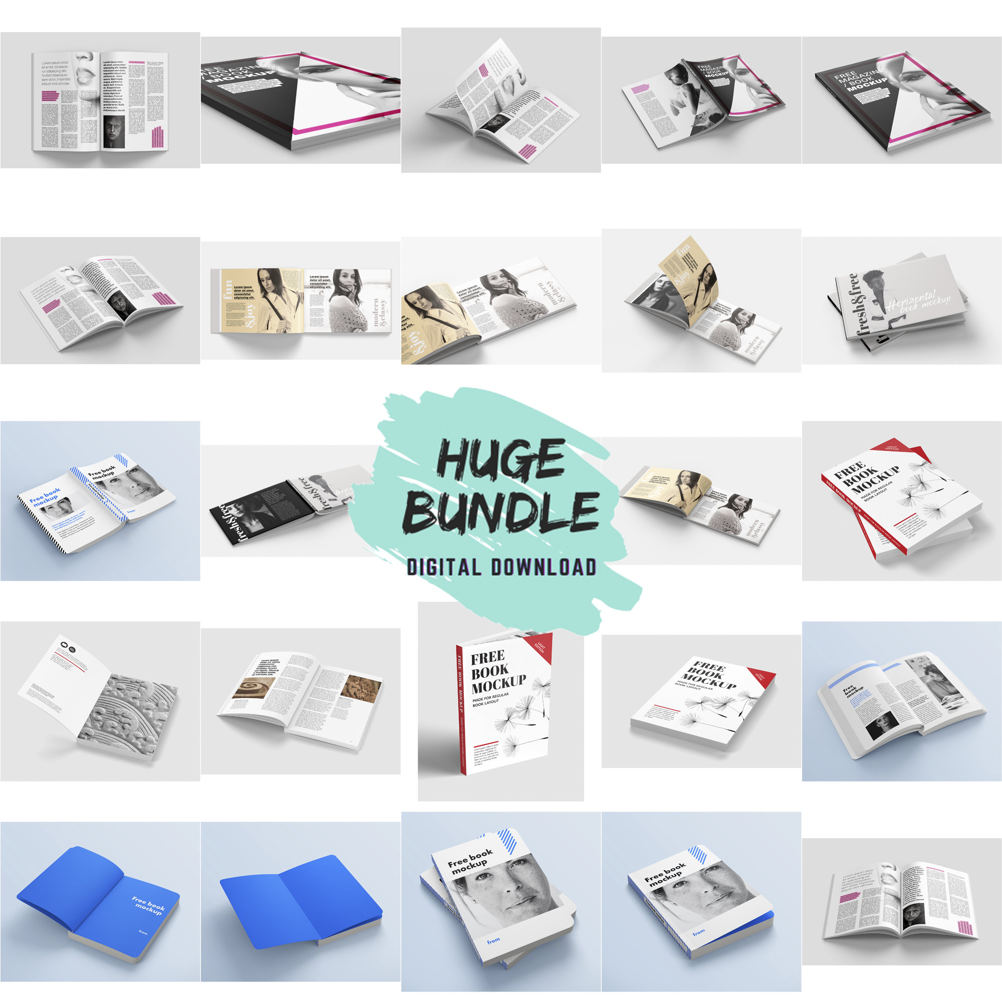 BIG Digital Download 650 PSD Bundle File Book Mockup in Scene Open Book ...