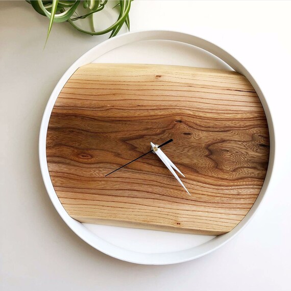Home Décor Home & Living Wooden wall clock with steel ring Clocks etna ...