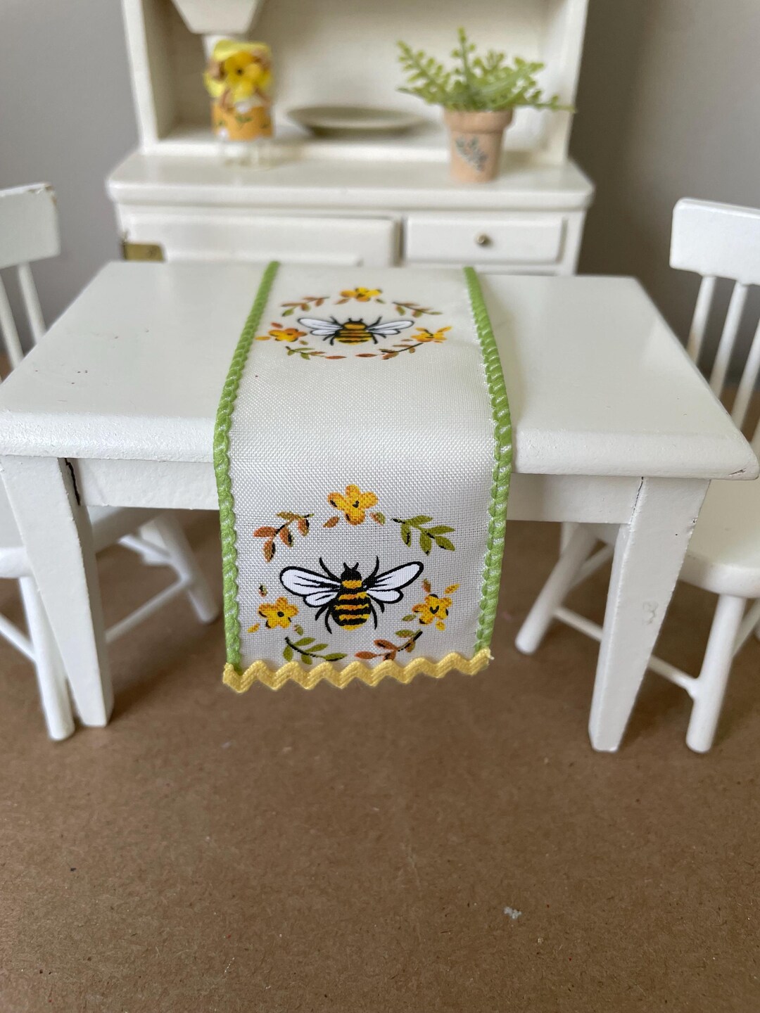 Dollhouse 1:12 Miniature Bumble Bee Table Runner 6” or 2 Placemats—mini ...