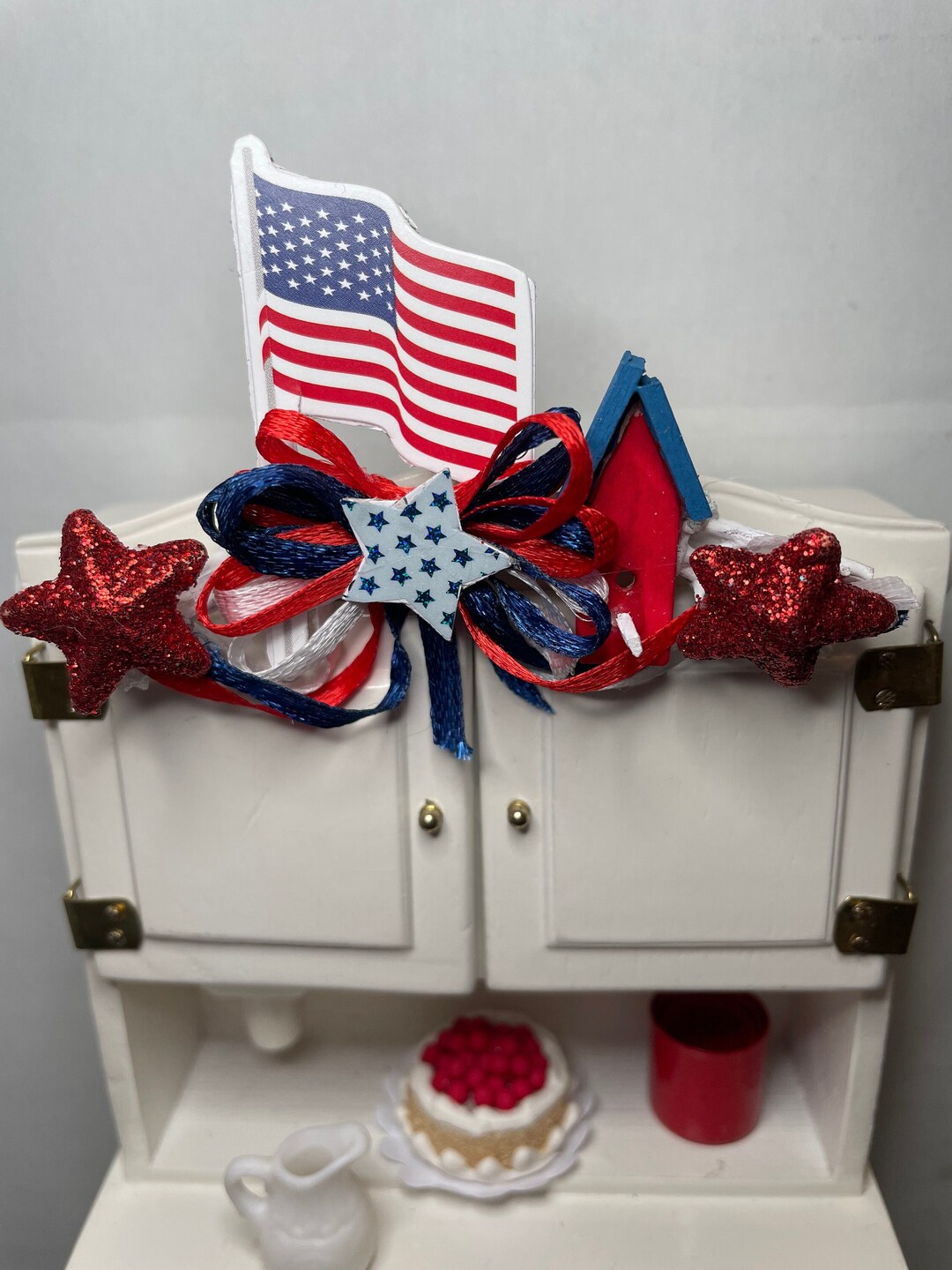 Dollhouse Mini 4th of July Swag Arch-mini Patriotic Mini American Flag ...