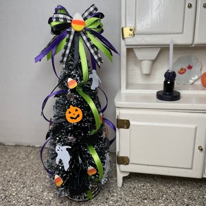 Mini 1:12 Halloween Ghost Pumpkin Tree 5 1/2”—dollhouse Halloween Tree ...