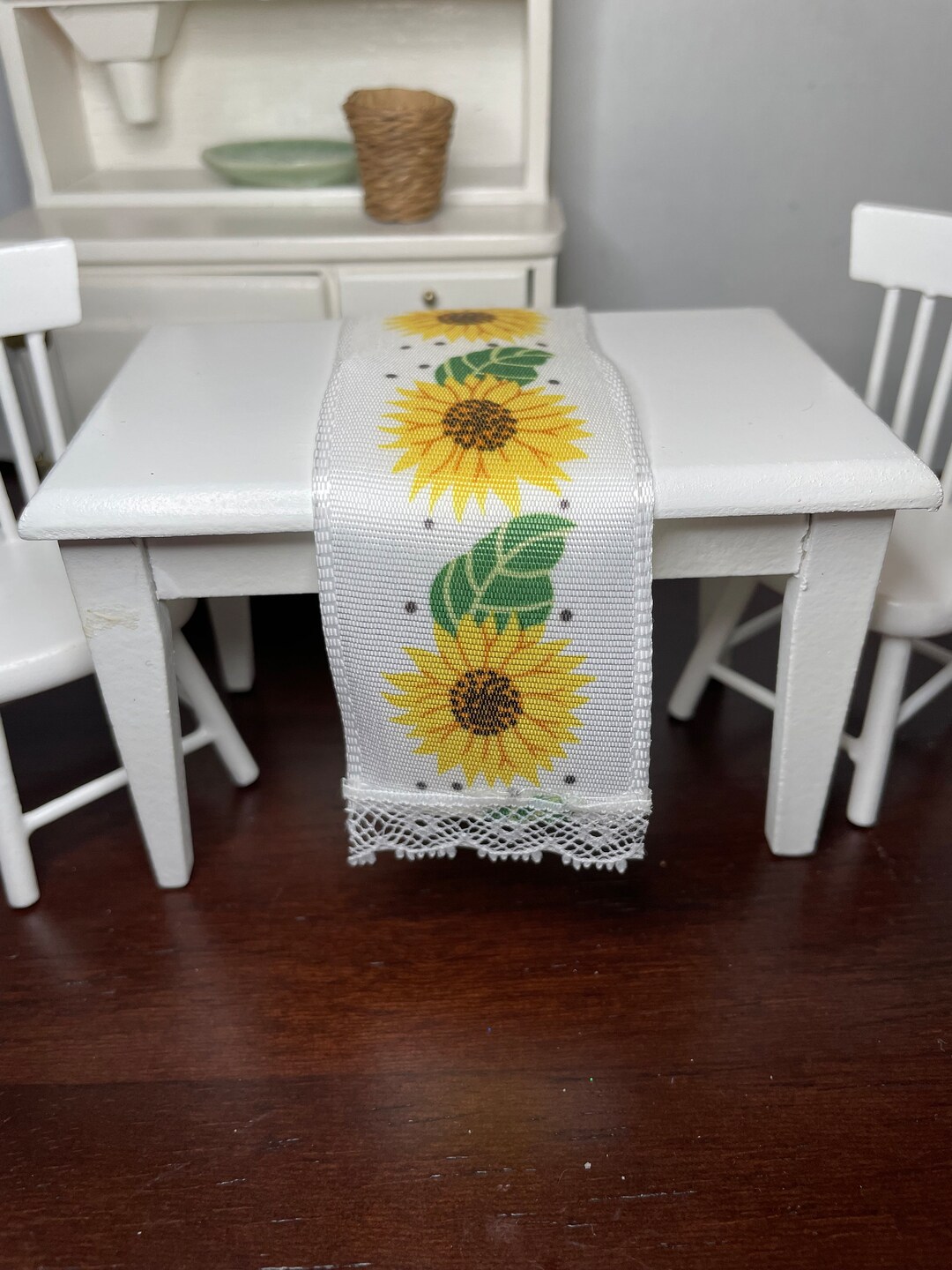 Miniature Dollhouse 1:12 Sunflower Table Runner/tablecloth 6 1/2 ...